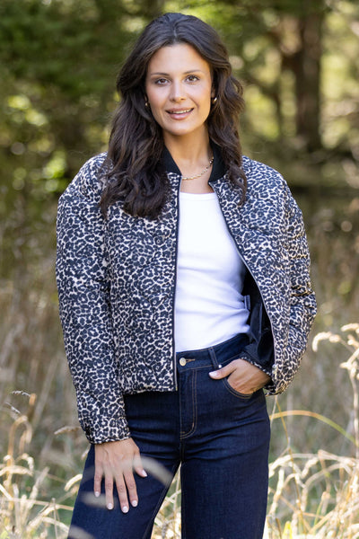 Shine On Label Kinsley Quilted Jacket Animal Print | Shine On NZ