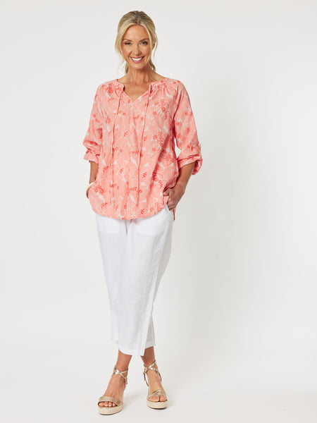 Gordon Smith Emma Embroidered Shirt Melon | Shine On NZ