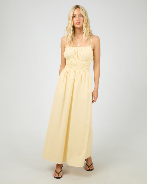 All About Eve Alessa Linen Maxi Dress Yellow | Shine On NZ