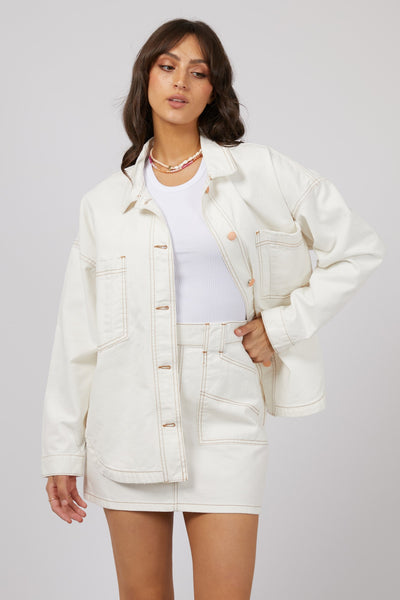 All About Eve Coco Denim Shacket Vintage White | Shine On NZ