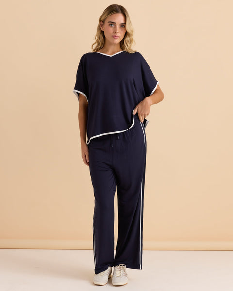 Betty Basics Evelyn Wide Leg Jogger Navy | Shine On NZ