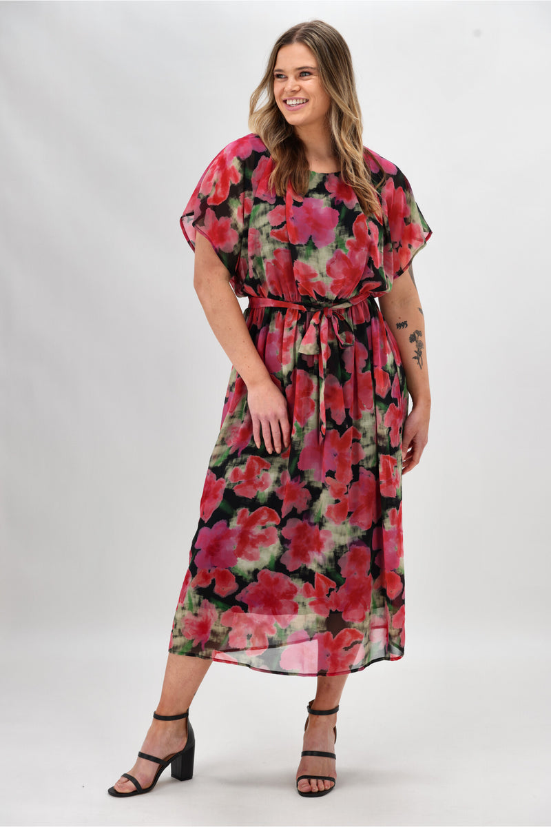 Celebration By Shine On Yasmin Dress Floral Pink Black | Shine On NZ