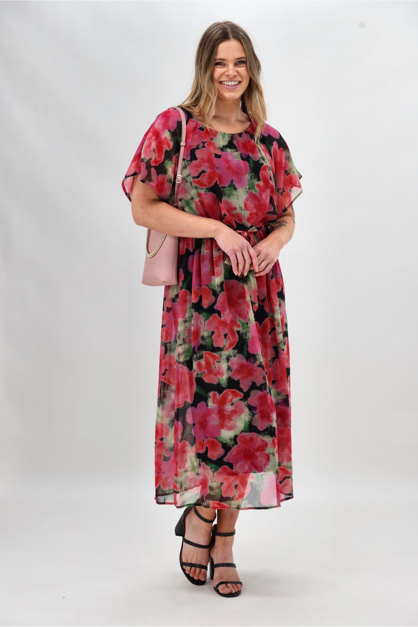 Celebration By Shine On Yasmin Dress Floral Pink Black | Shine On NZ