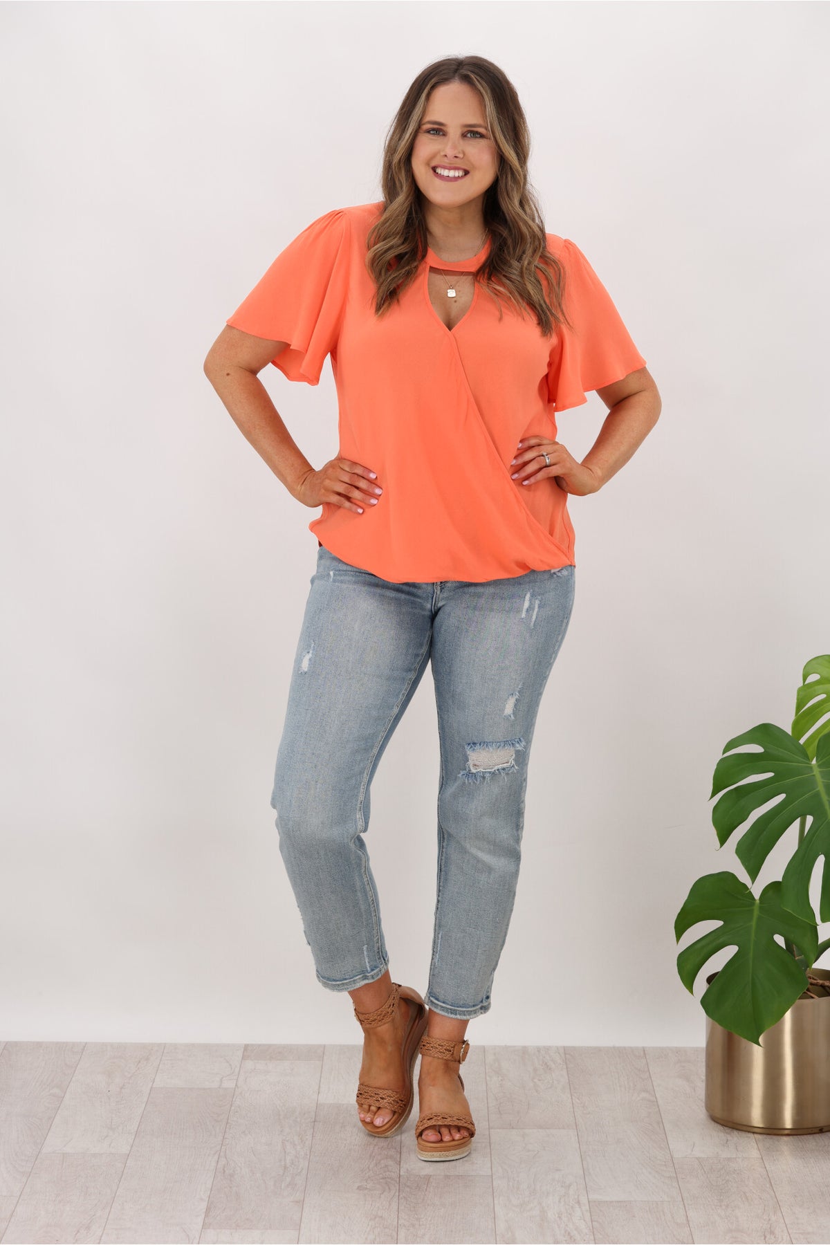 Gloss by Shine On Maria Crossover Front High Neck Blouse Tomato | Shine ...