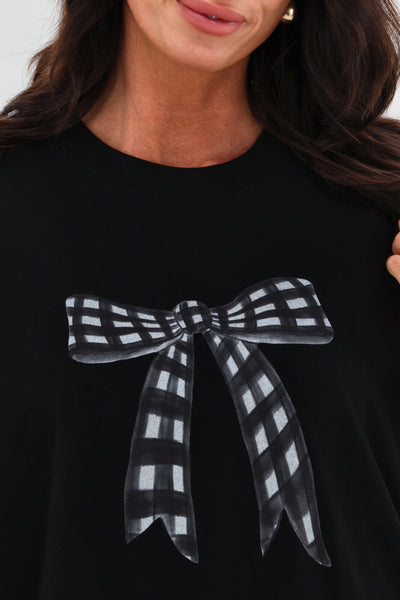Gloss The Label Berlei Bow Print Tee Black | Shine On NZ
