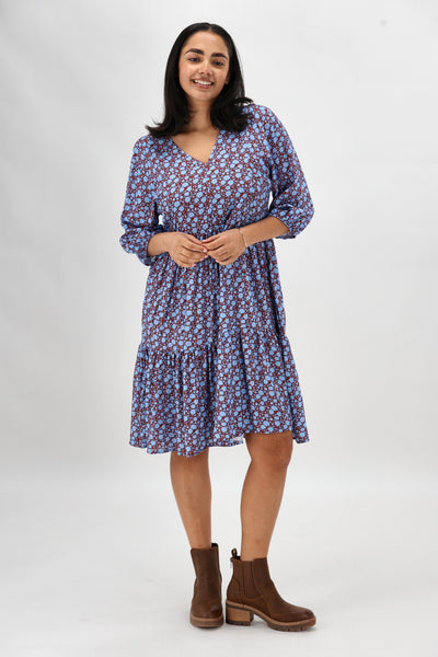 Gloss The Label Daniella Dress Blue Rust | Shine On NZ