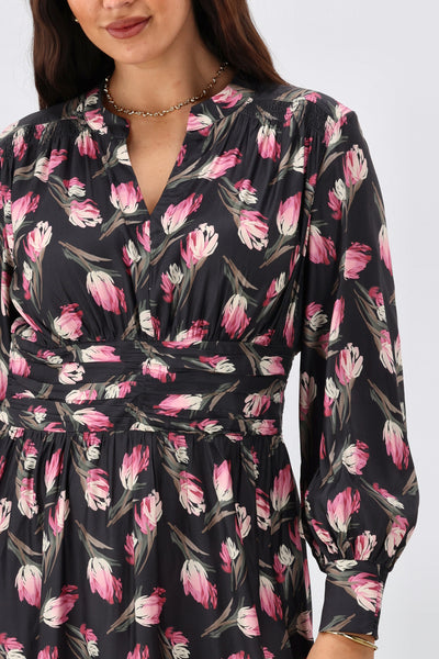 Gloss The Label Ellery Shirred Detail Dress Autumn Floral | Shine On NZ