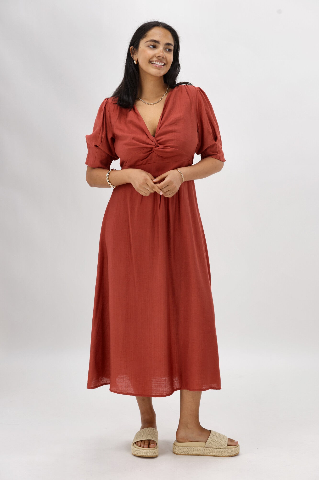 Gloss The Label Tanner Crossover Dress Rust | Shine On NZ
