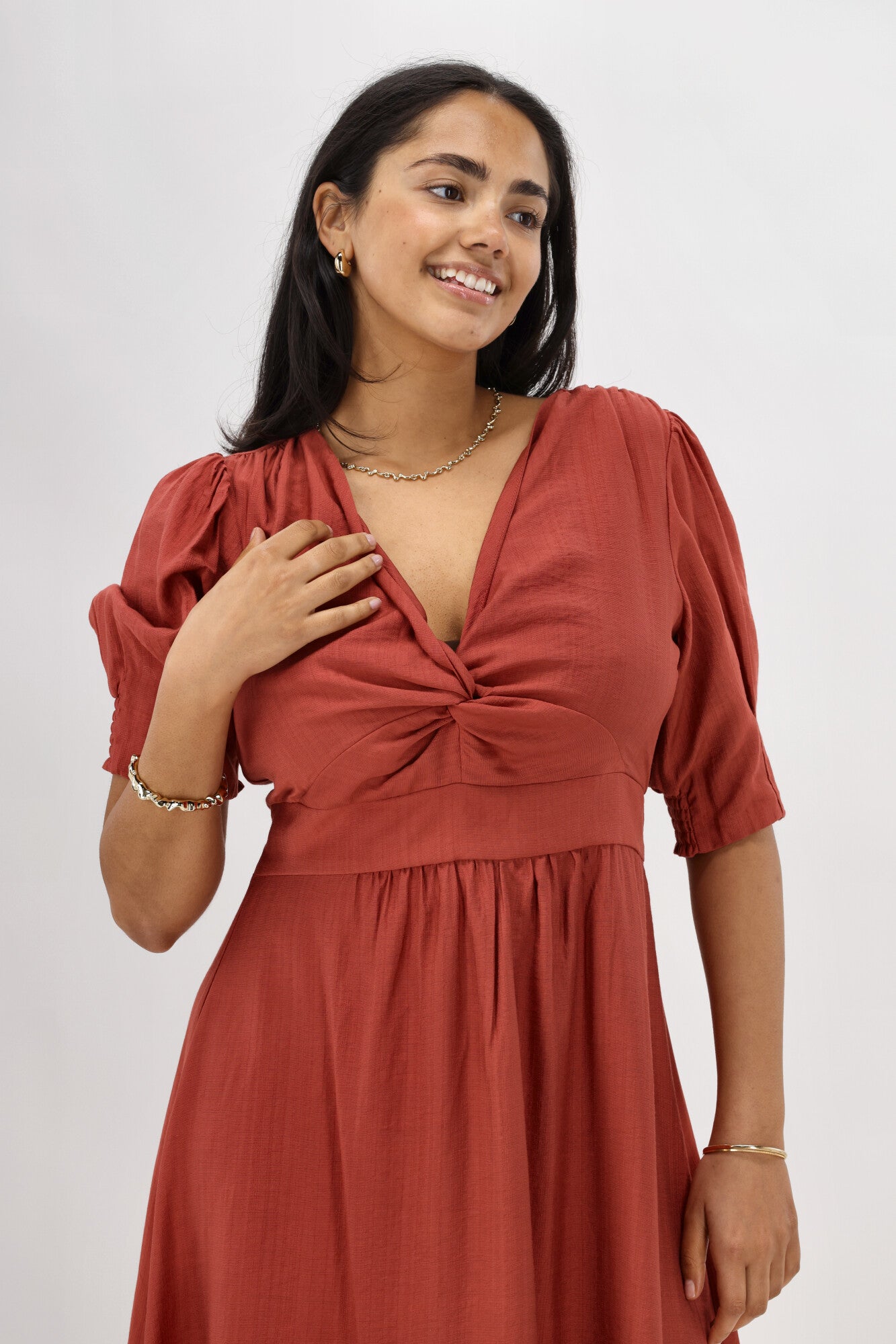 Gloss The Label Tanner Crossover Dress Rust | Shine On NZ