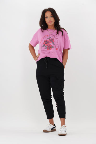 Rebel Club Kickback Pant Black Pink | Shine On NZ