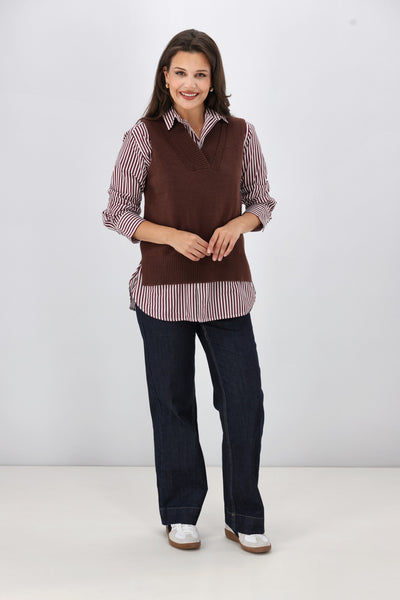 Shine On Label Elise Knitted Vest Chocolate | Shine On NZ