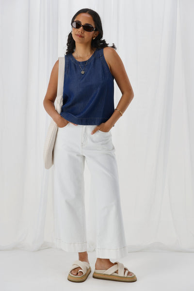 Shine On Label Isabelle Lyocell Sleeveless Top Indigo | Shine On NZ