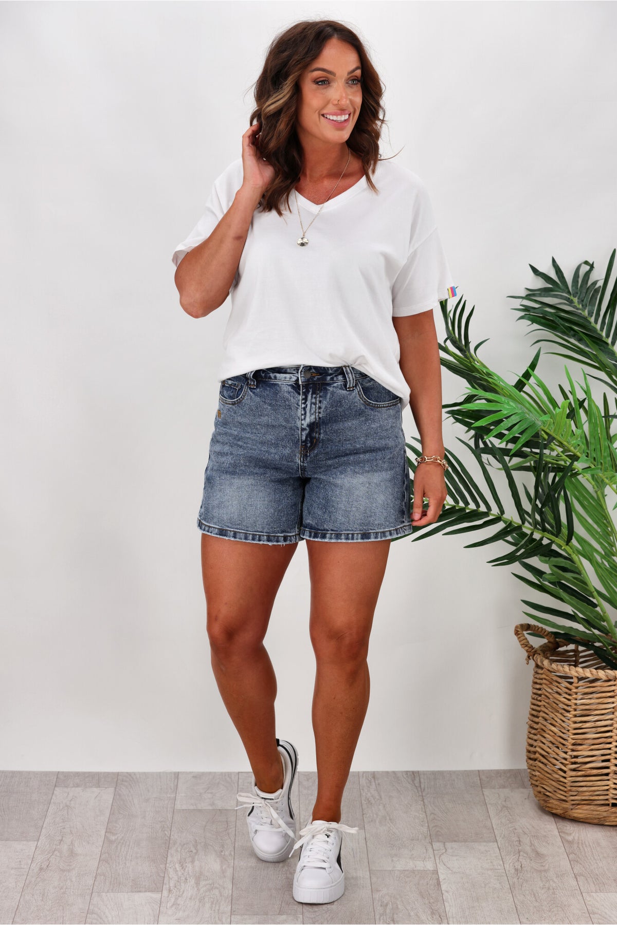 Shine On Label Kaden Vintage Denim Shorts Washed Indigo | Shine On NZ