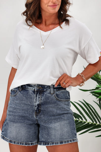 Shine On Label Kaden Vintage Denim Shorts Washed Indigo | Shine On NZ