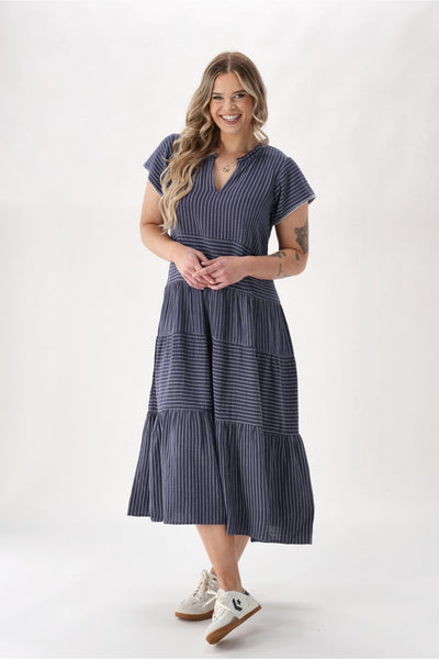 Sunday Boho Josie Dress Navy Stripe | Shine On NZ