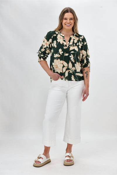 Sunday Boho Samara Top Green Floral | Shine On NZ